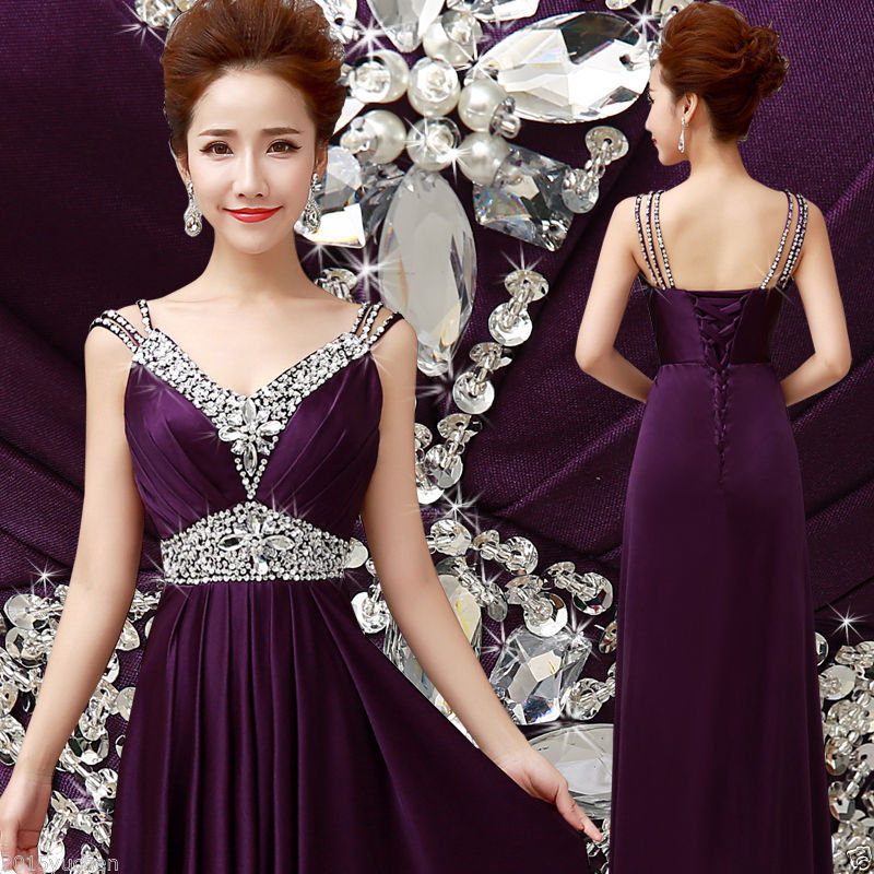 Purple Long Chiffon Evening Formal Party Cocktail Prom Bridesmaid Dress ...