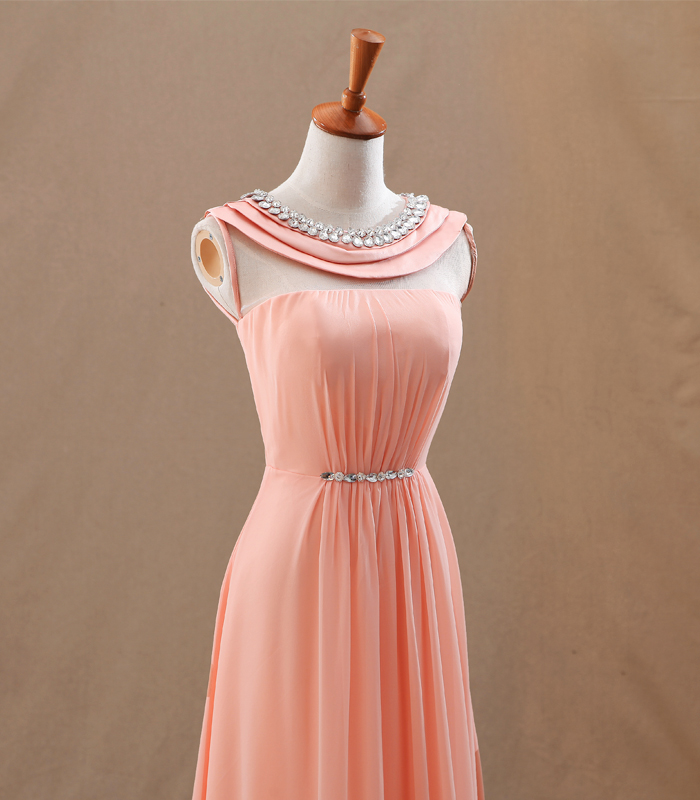 Crew Chiffon Long Evening Dress Prom Dress Custom Made Sequin Bridal ...