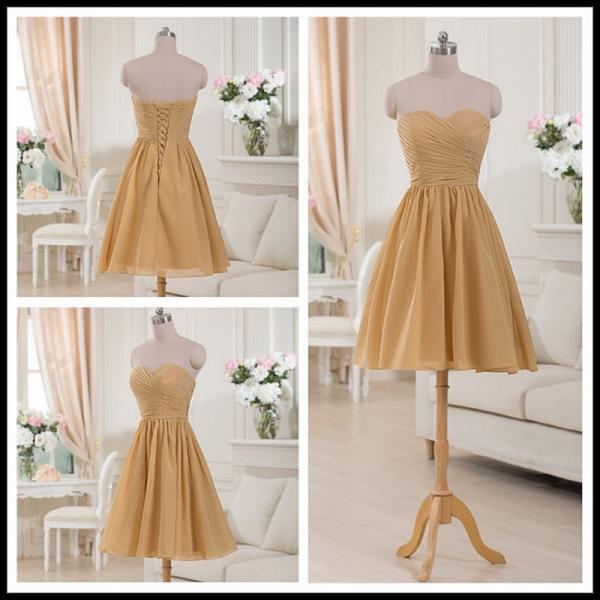 Sweetheart Champagne Short Prom Dress Champagne Bridesmaid Dress Short ...