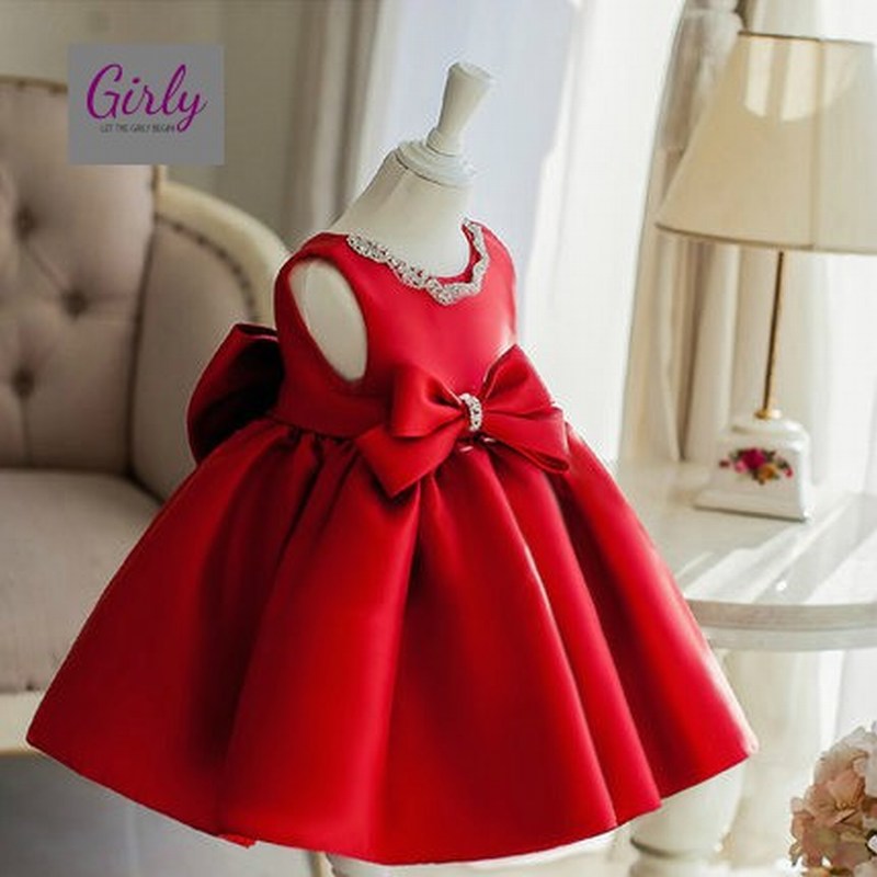 Red Princess Gowns Baby Girl Birthday Wedding Party Formal Flower Girls ...