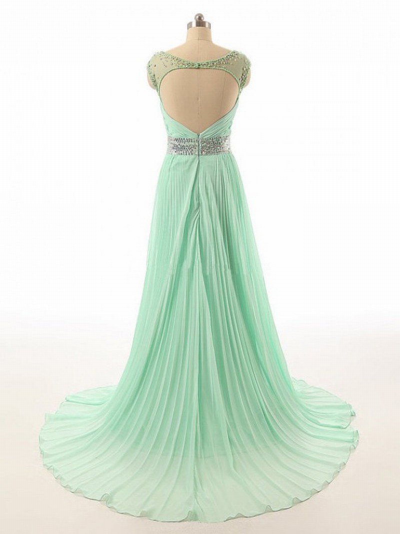 Long Chiffon Prom Dresses Crystals Beaded Floor Length Women Party ...