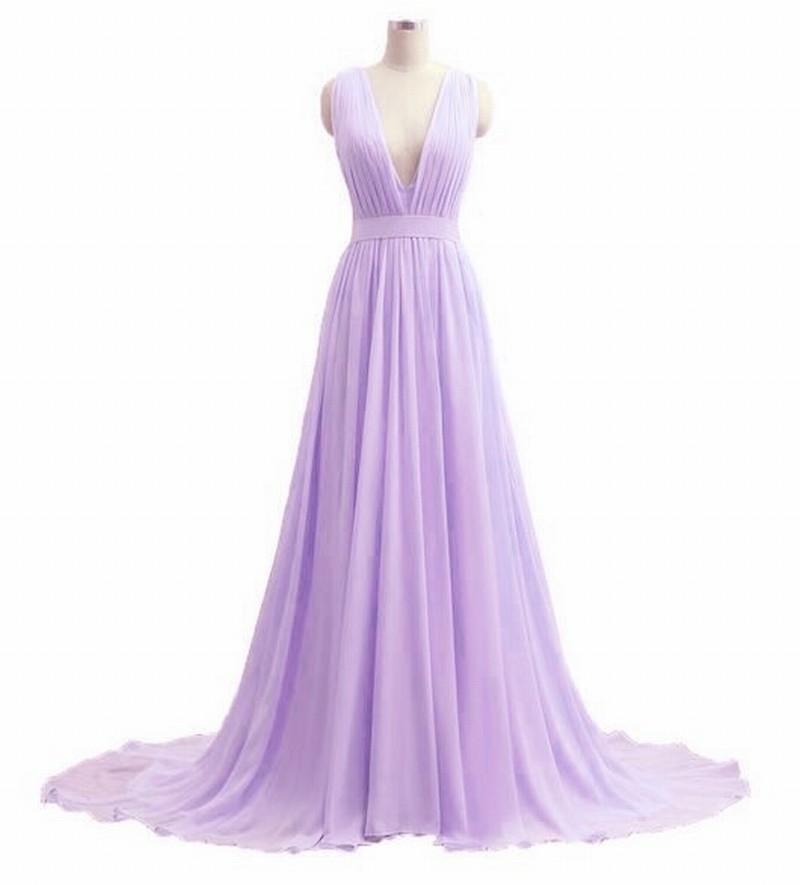 Light Purple Chiffon Prom Dresses Pleat Women Party Dresses on Luulla