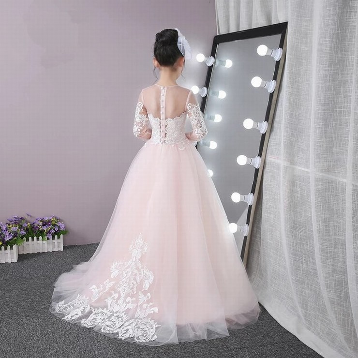 Formal Long Sleeve Children Lace Flower Girl Dresses .flower Girl ...