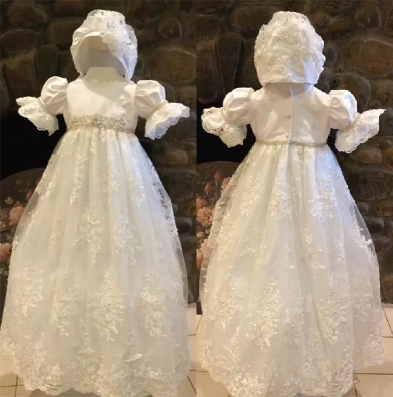 With Hat Cute Ivory White First Communion Dresses Puff Sleeve Custom ...